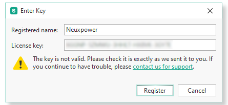 Slidewise key is not valid – Neuxpower